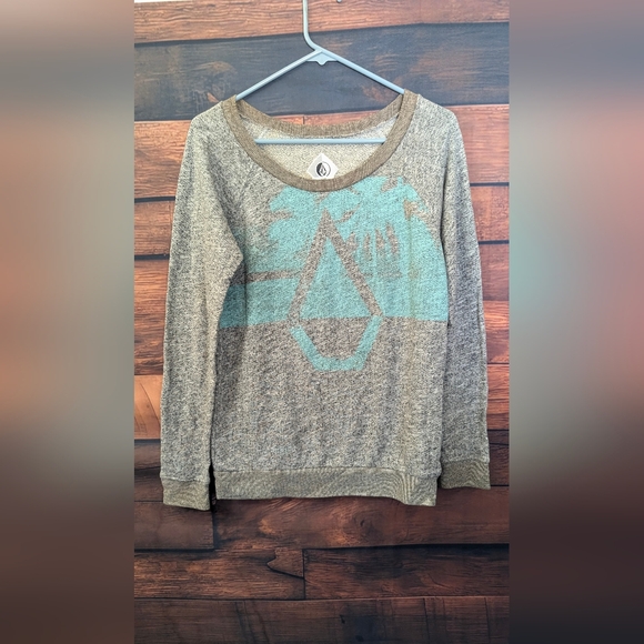 Volcom | Tops | Volcum Ls Knit Gray And Teal Womens Shirt Sz Skater ...